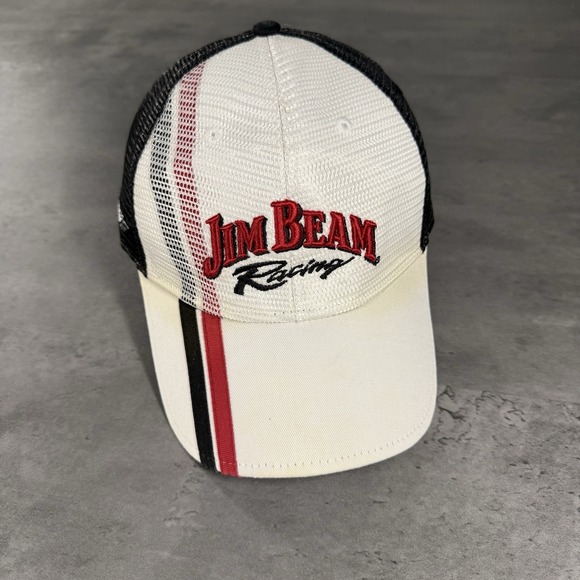 Jim Beam | Accessories | Vintage Jim Beam Racing Hat White Black Red ...